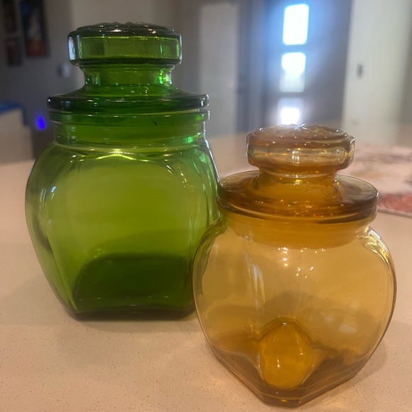 Wheaton | Accents | Wheaton Green Gold Glass Canister Apothecary Jars ...